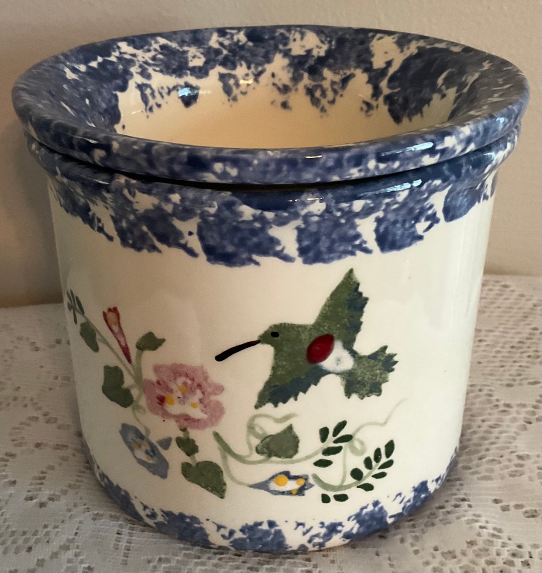 Ceramic Spongeware Hummingbird Dip Cooler Chiller Dip Bowl - Etsy