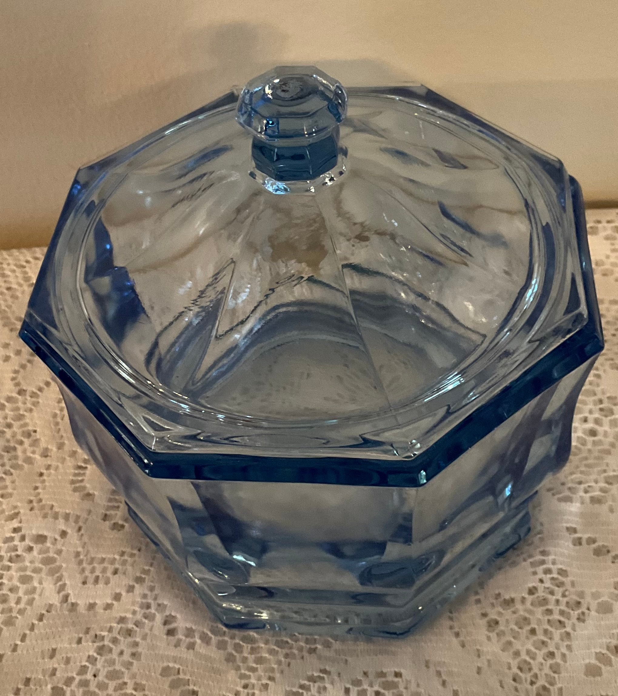 Blue Indiana Glass Covered Candy Dish - Etsy