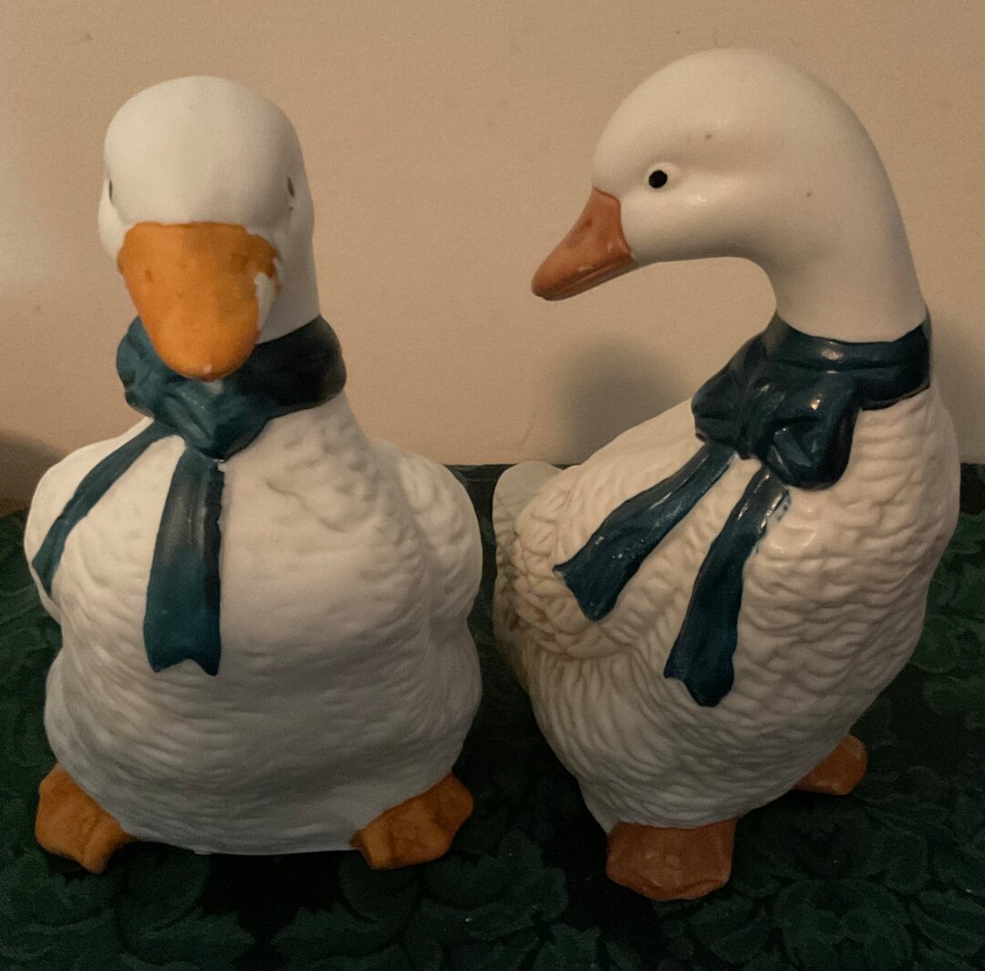 1980’s Country Goose, Geese Ceramic Figurines Set of 2 - Etsy