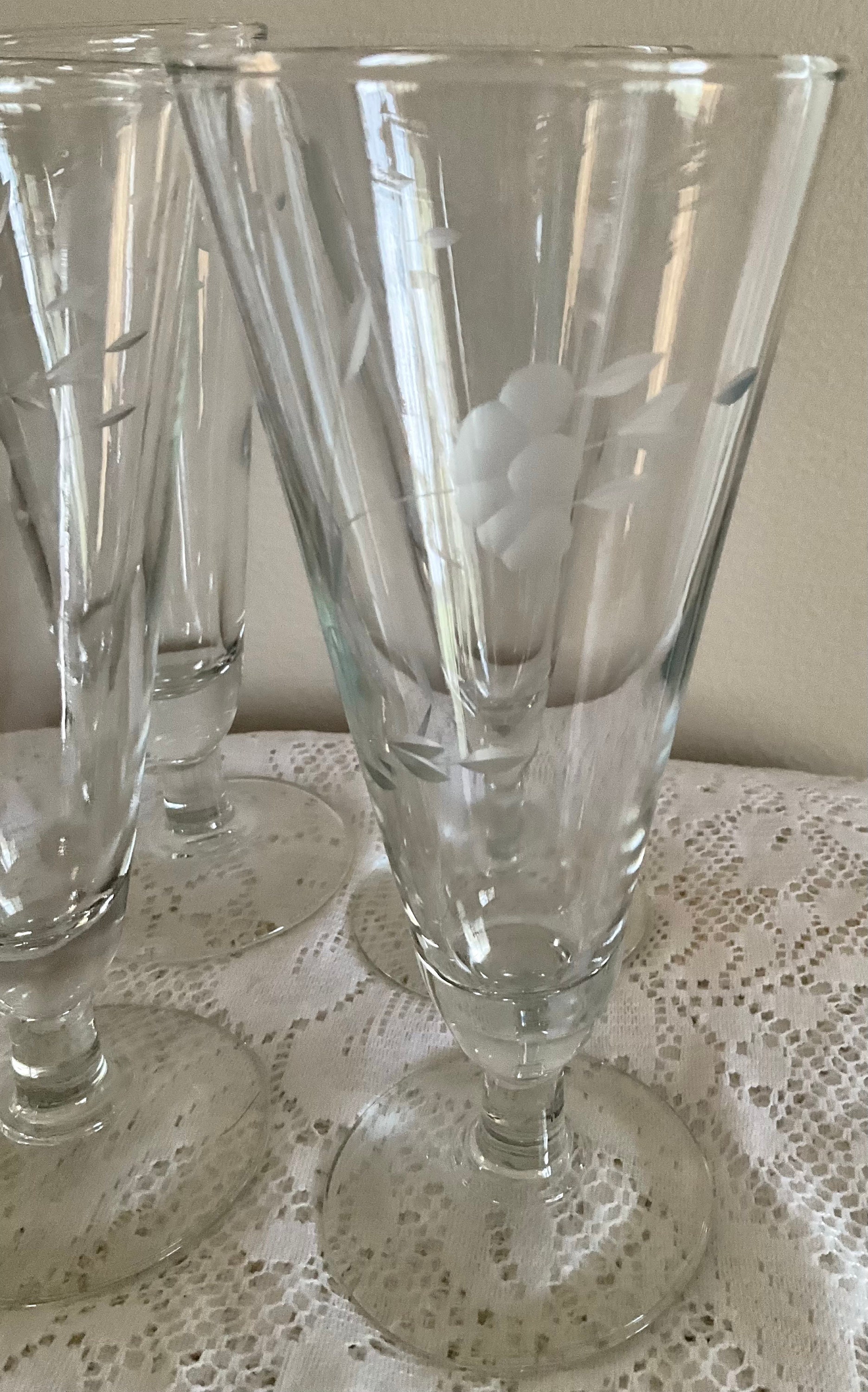 Princess House Crystal Etched Heritage Pilsner Beer Parfait Glasses Set ...