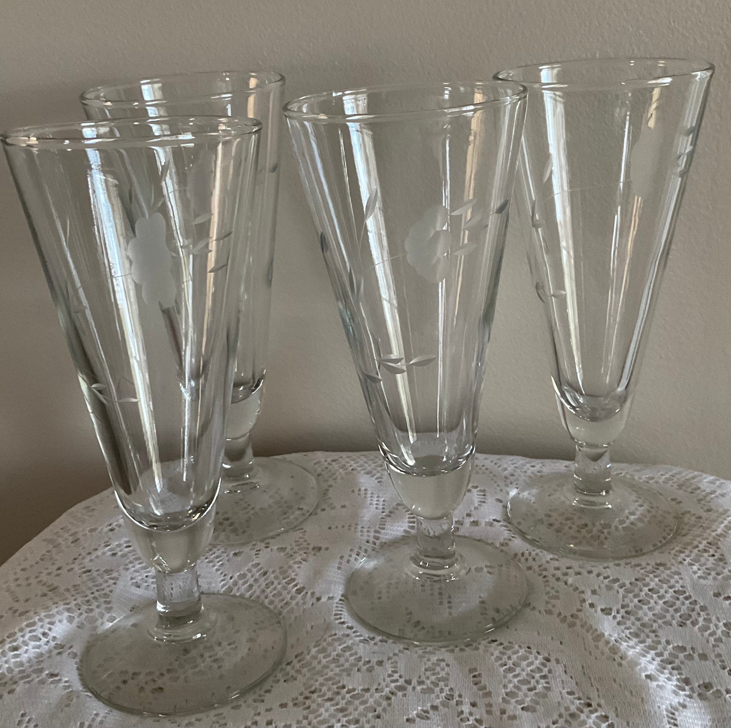 Princess House Crystal Etched Heritage Pilsner Beer Parfait Glasses Set ...