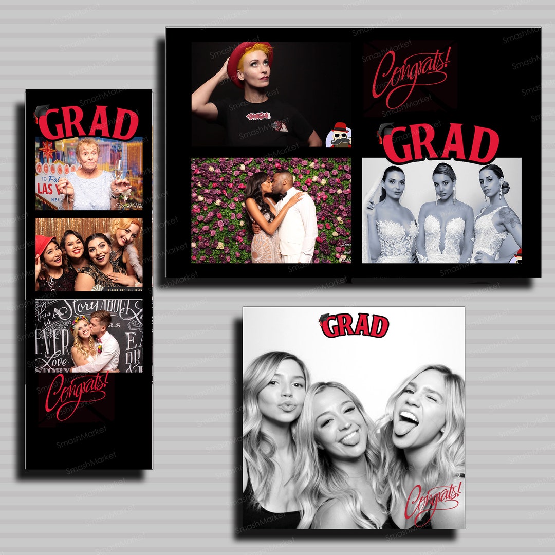 15 Graduation Theme Photo Strip Template Pack for Photo Booths Includes ...