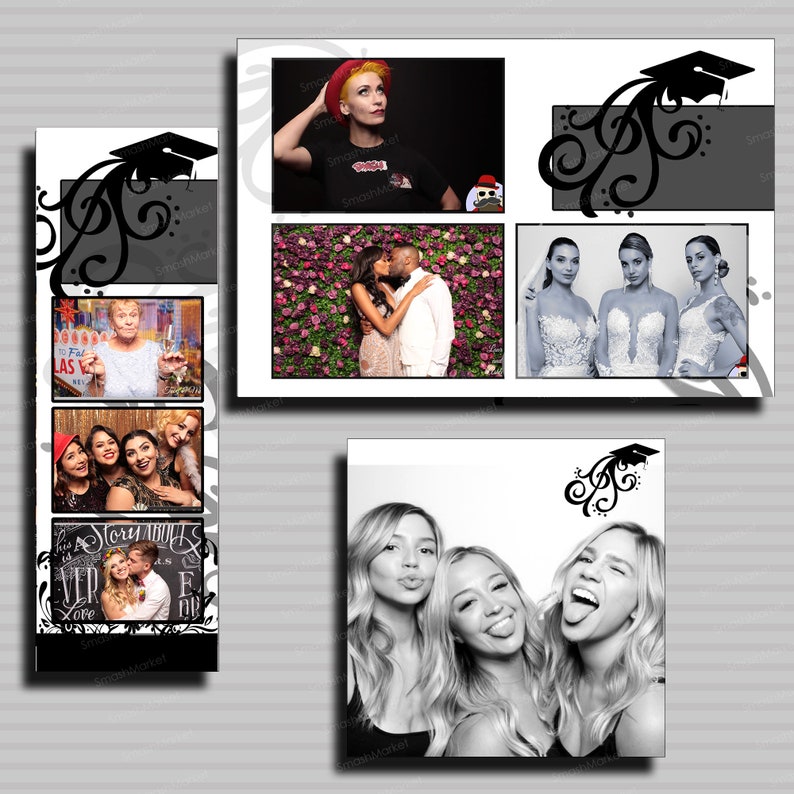 15 Graduation Theme Photo Strip Template Pack for Photo Booths Includes ...