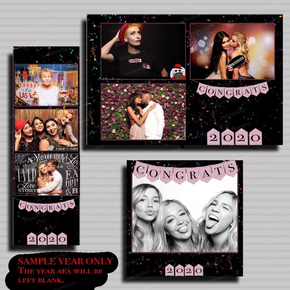 15 Graduation Theme Photo Strip Template Pack for Photo Booths | Etsy