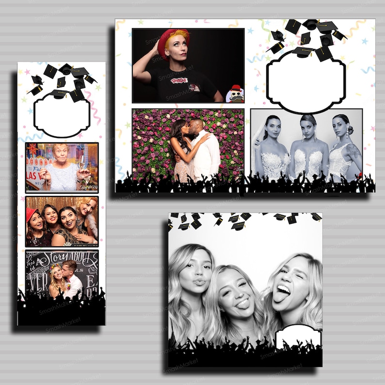 15 Graduation Theme Photo Strip Template Pack for Photo Booths Includes ...