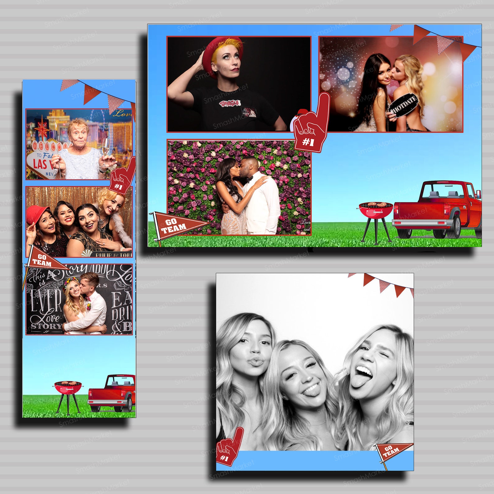 15 Sports Themed Photo Strip Template Pack for Photo Booths | Includes ...