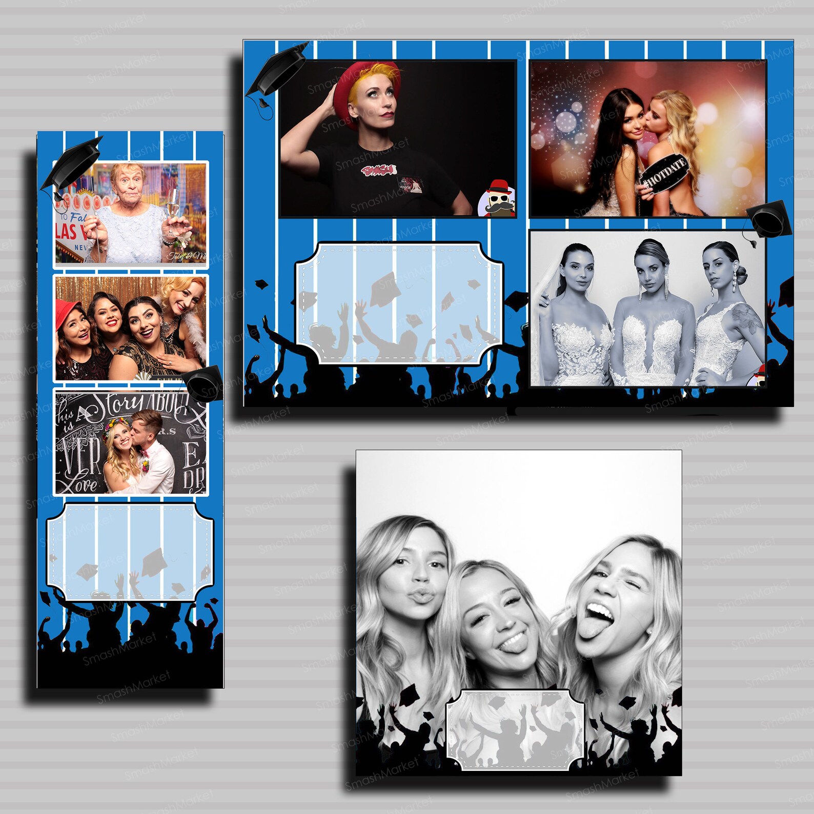 15 Graduation Theme Photo Strip Template Pack for Photo Booths ...
