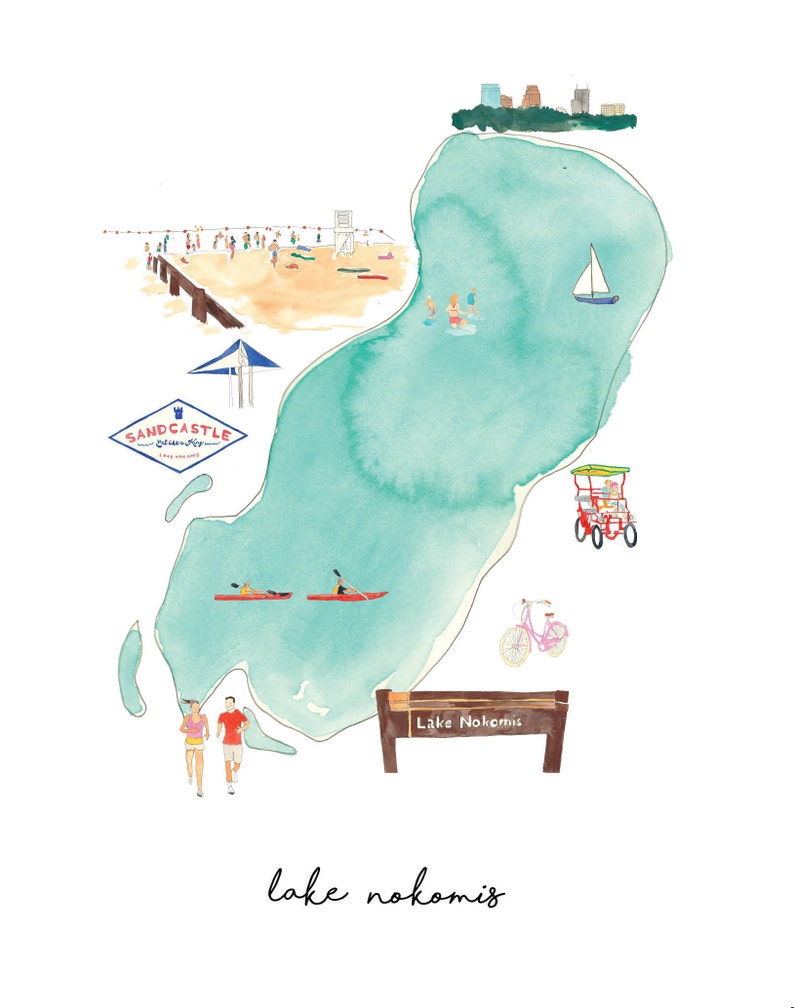 Lake Nokomis Illustrated - Etsy