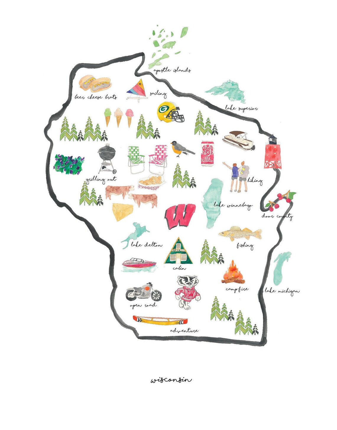 Wisconsin Illustrated - Etsy