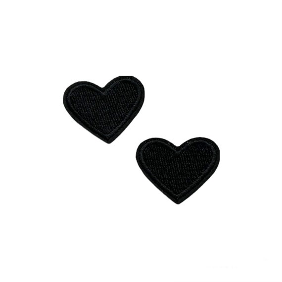 Tiny Heart Set of 2 Iron On Black Heart Applique Patch - Etsy