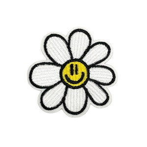 Daisy, Flower Patch, Smiley Daisy, Iron on Patch, White Daisy, Sunshine Daisy, Sewing Patch ...