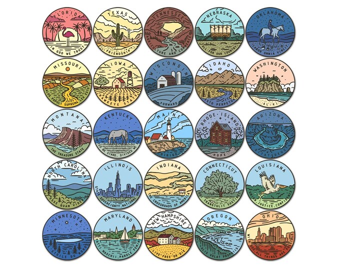 US State Stickers, 50 States, Laptop Sticker, Water Bottle Sticker ...