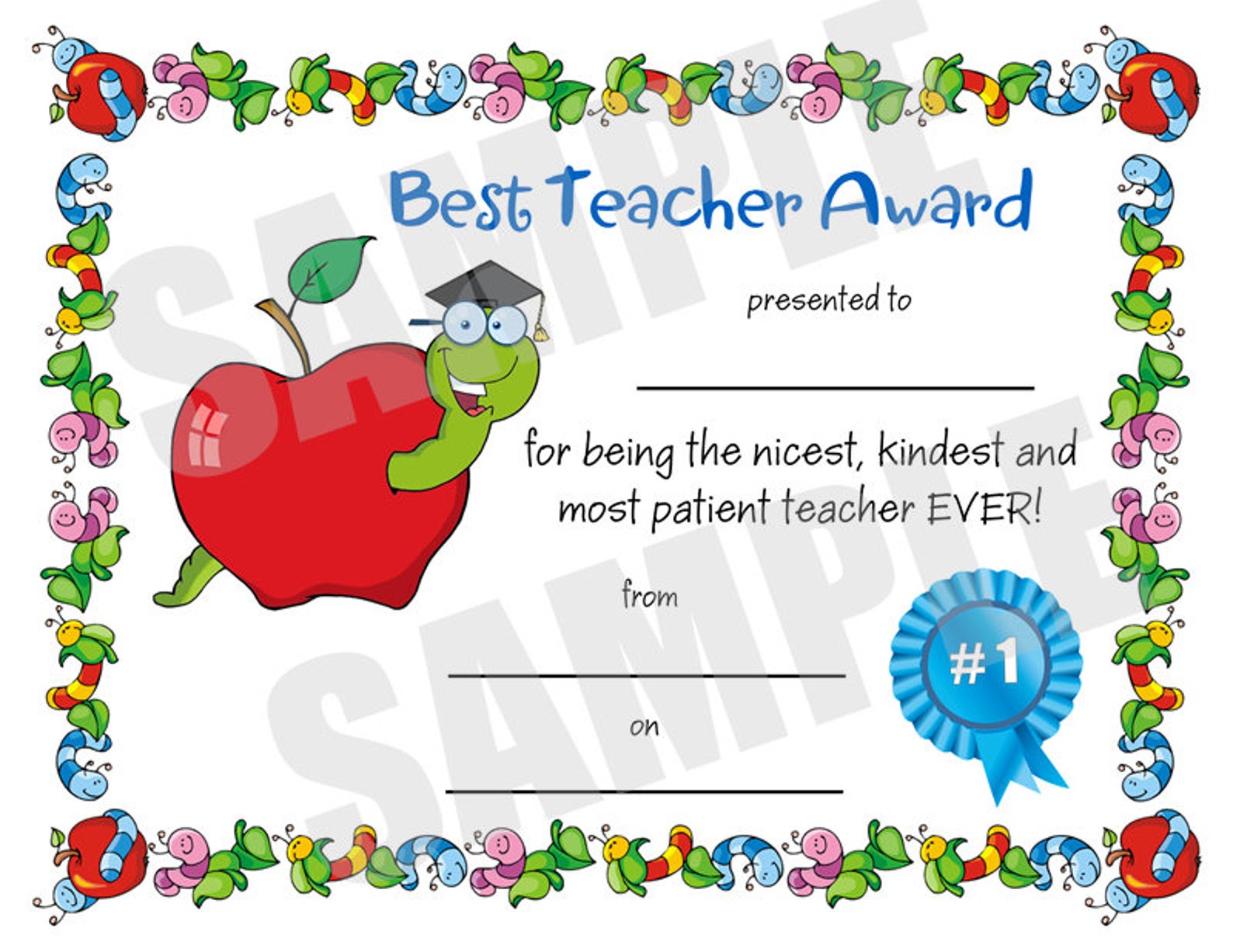 Certificate Best Teacher Kids Certificate PDF Download - Etsy Hong Kong