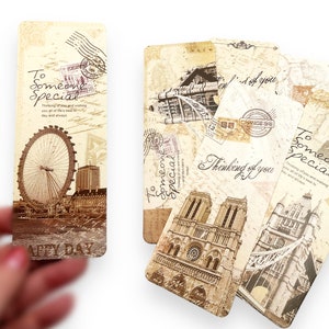 Vintage Bookmarks, Famous Landmarks, Vintage Style, Bookmark, Set of 6 ...