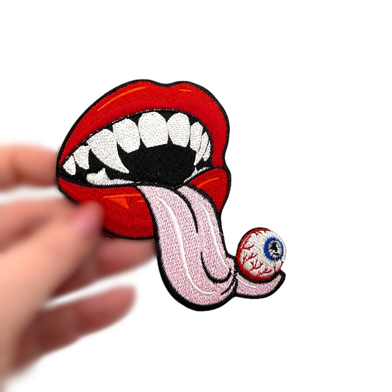 Vampire Lips Red Lips Iron on Patch Lips Patch Eyeball - Etsy
