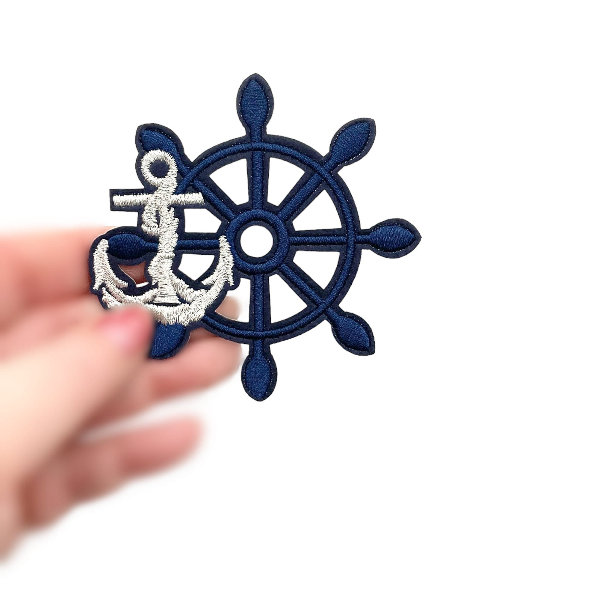 Anchor, Iron on Patch, Nautical, Steering Wheel, Nautical Patch, Embroidery Patch, Maritime ...