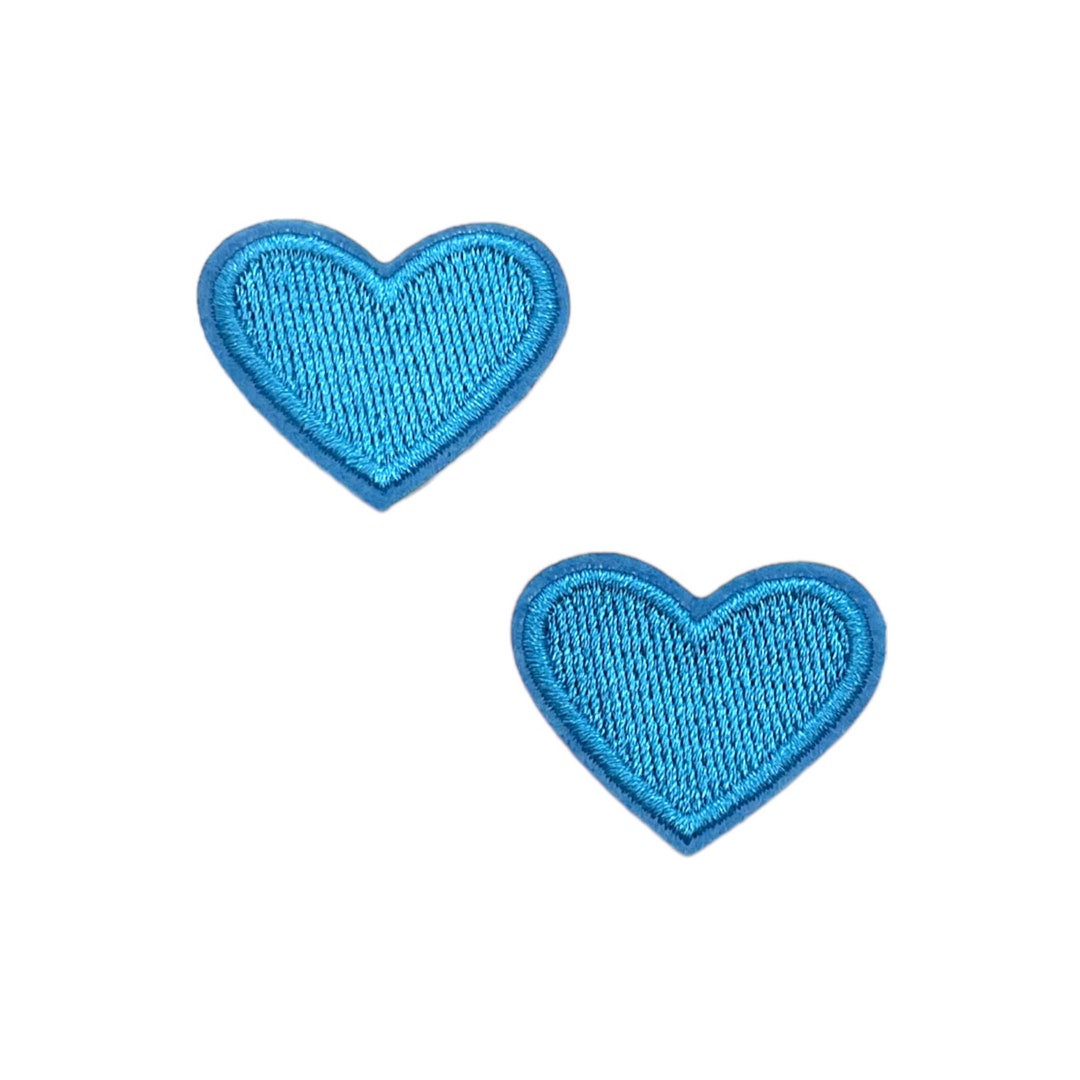 Blue Heart, Set of 2, Iron On, Blue Hearts, Heart Patch, Heart Patches ...