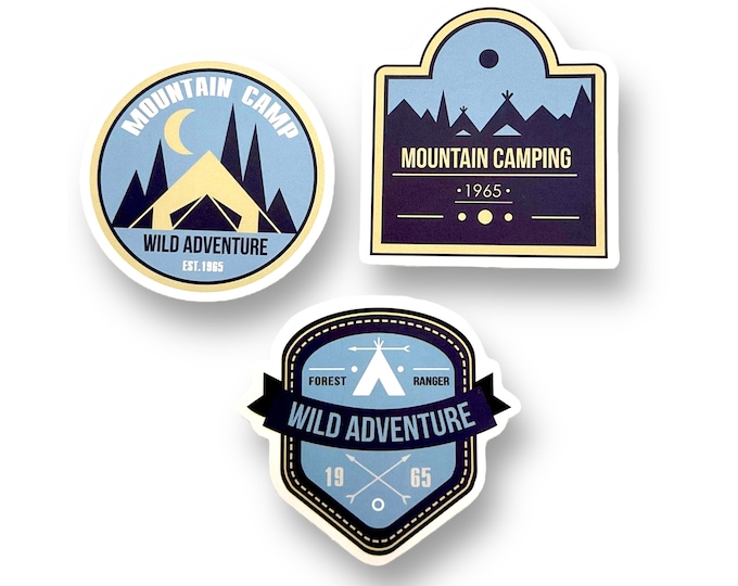Mountain Adventure, Camping Sticker, Outdoor Sticker, Water Bottle ...