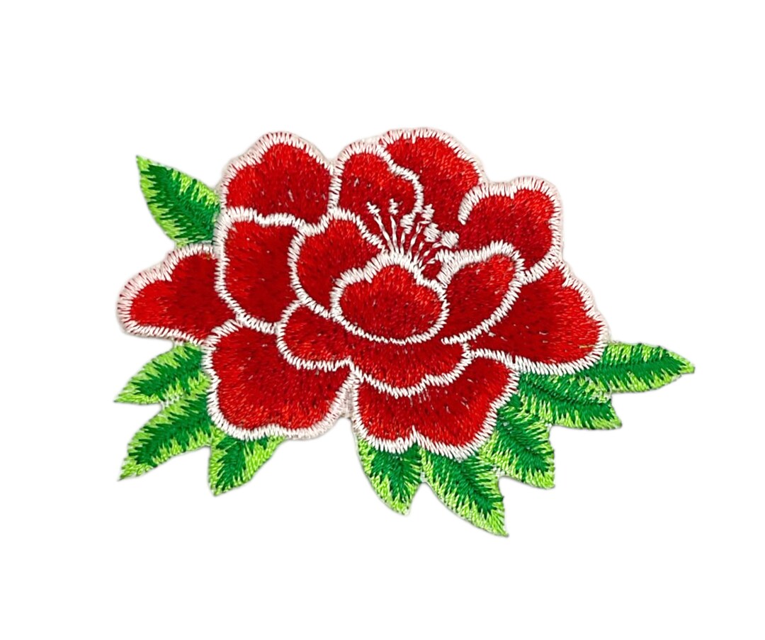Red Peony, Flower Patch, Iron on Patch, Red Patch, Sewing Patch ...