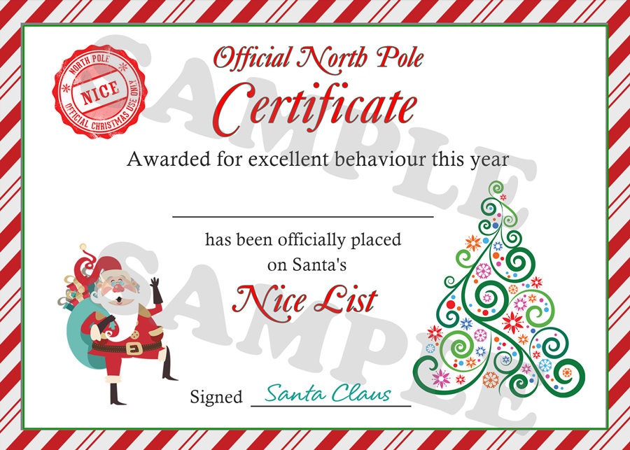 Christmas Certificate, Nice List, Kids Certificate, Christmas Award ...