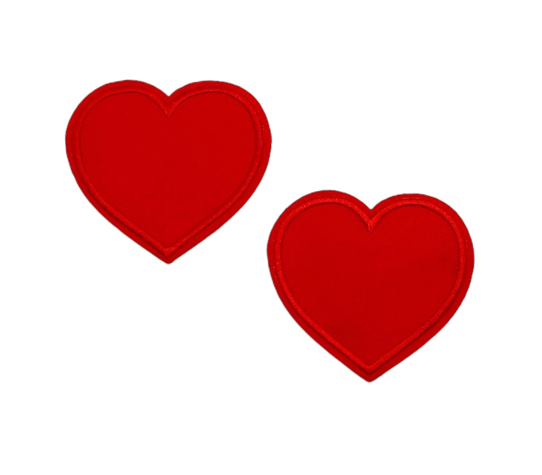 Large Heart, Iron On, Red Heart, Embroidery Patch, Set of 2, Red Patch ...