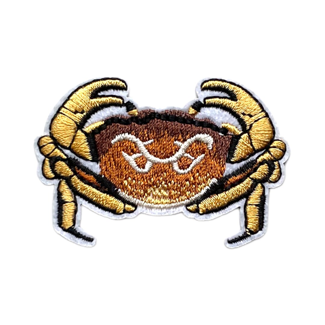 Crab, Iron on Patch, Crab Patch, Embroidery Patch, Brown Patch, Sea ...