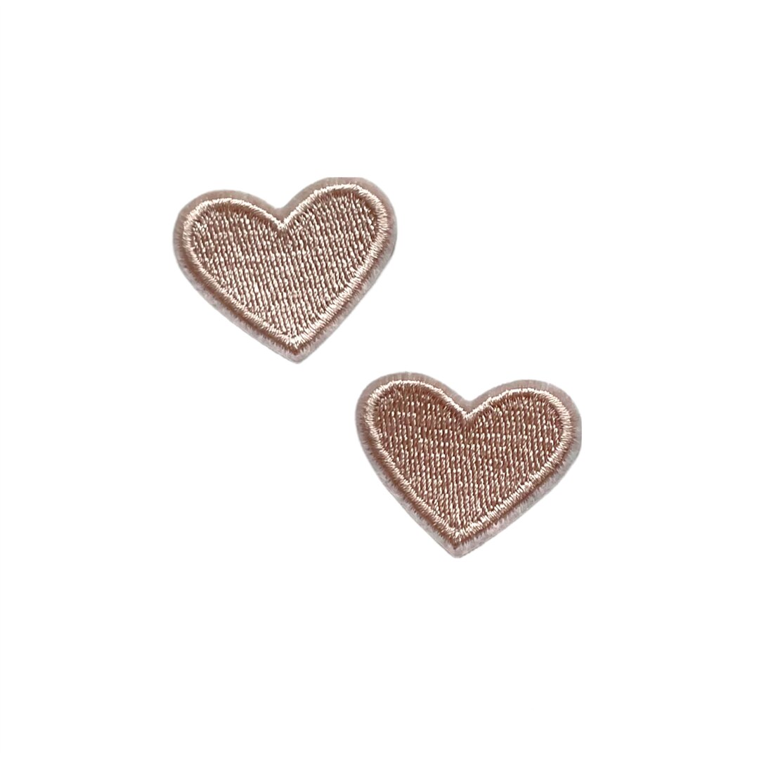 Tiny Heart, Set of 2, Iron On, Beige Heart, Applique Patch, Heart Patch ...