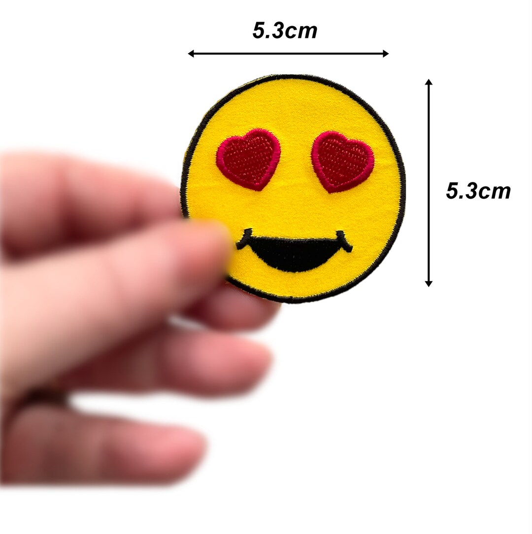 Smiley, Emoji, Iron On, Applique Patch, Heart Eyes Emoji, Embroidery ...