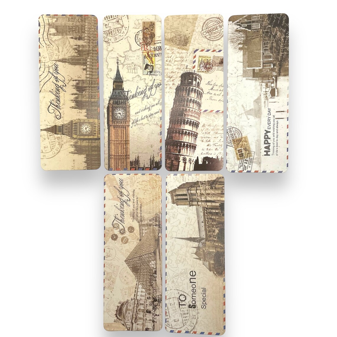 Bookmarks Famous Landmarks Vintage Style Bookmark Set of - Etsy