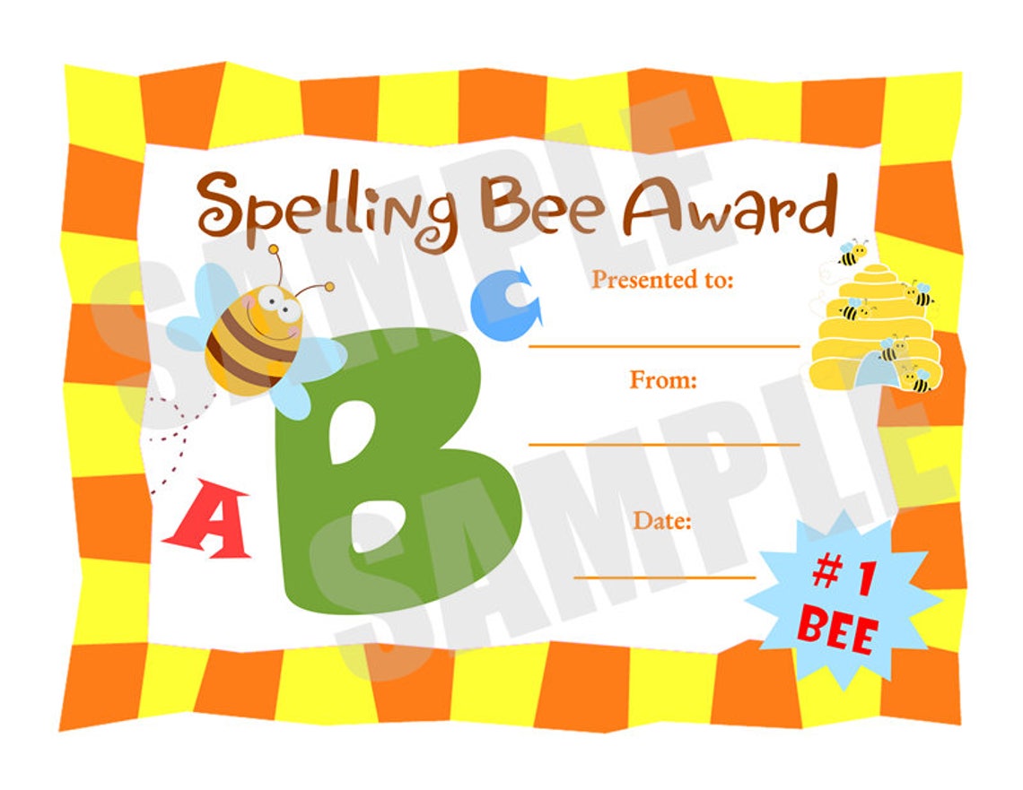 Kids Certificate Spelling Bee for Teachers PDF Download - Etsy Canada