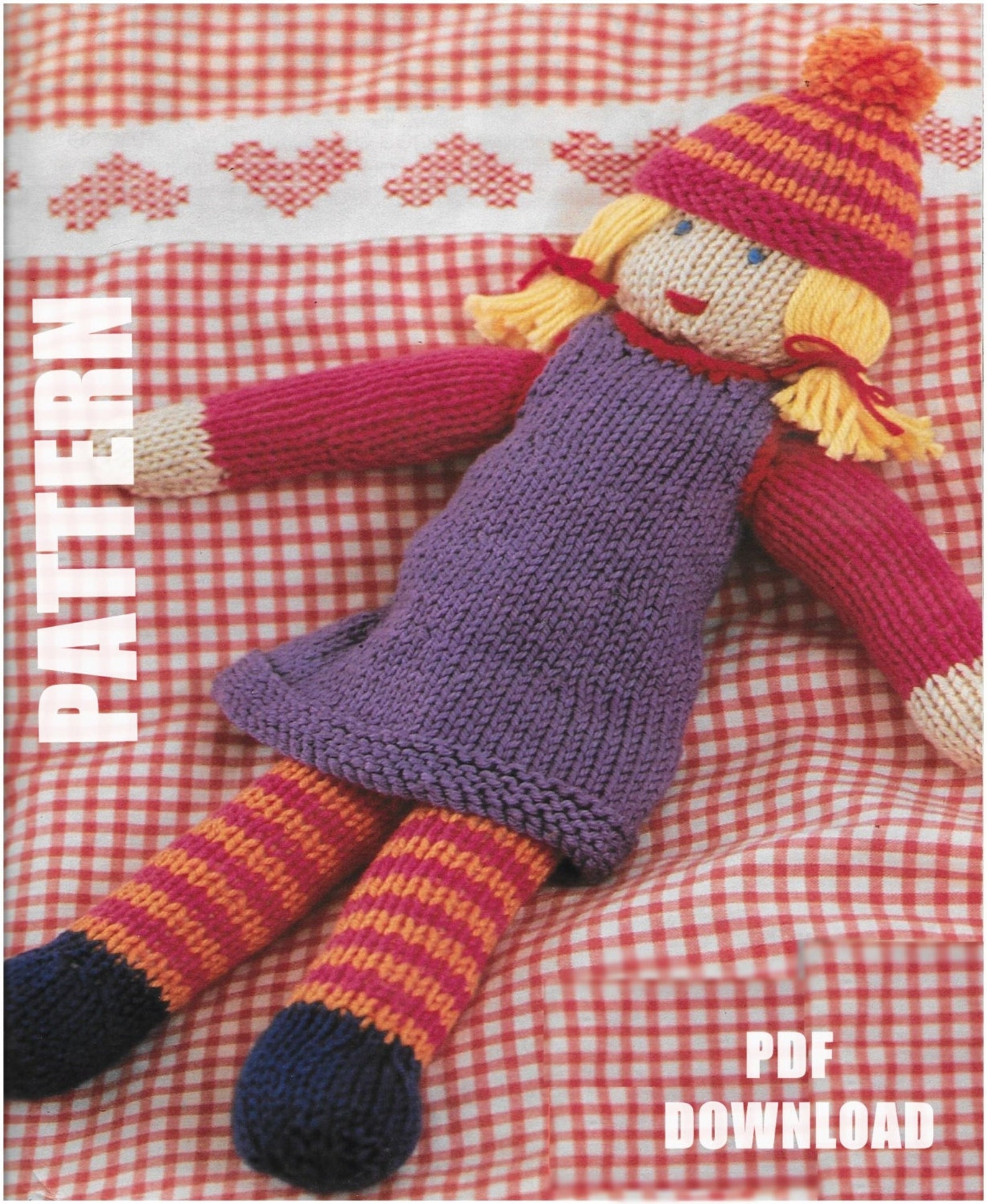 Knitted Doll, Knitting Pattern, Rag Doll, PDF Instant Download, Vintage ...