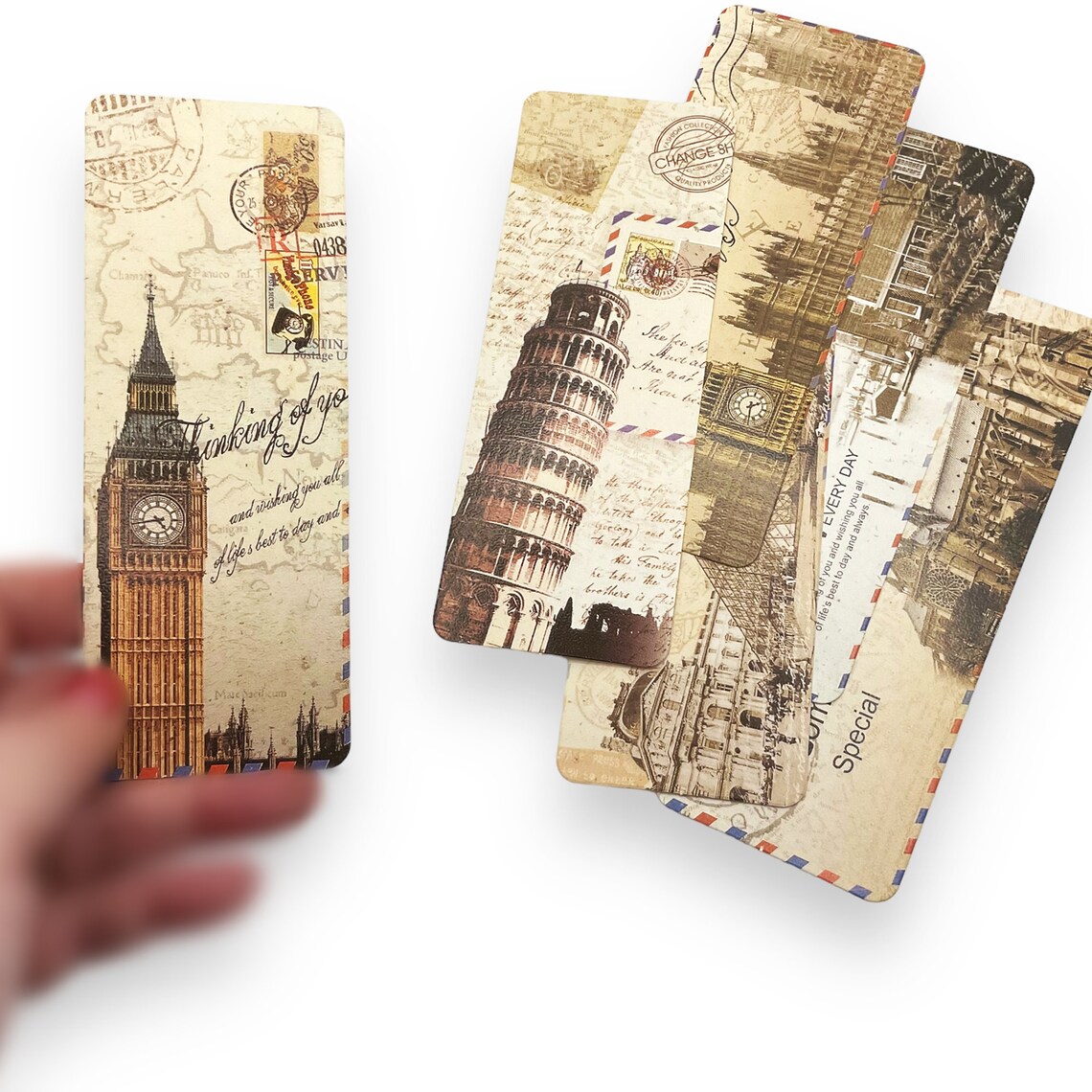 Bookmarks Famous Landmarks Vintage Style Bookmark Set of - Etsy