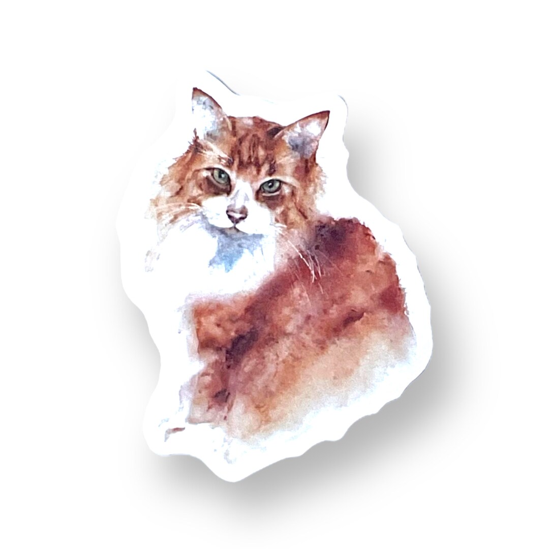Furry Cat, Cat Sticker, Laptop Sticker, Cat, Water Bottle Sticker ...