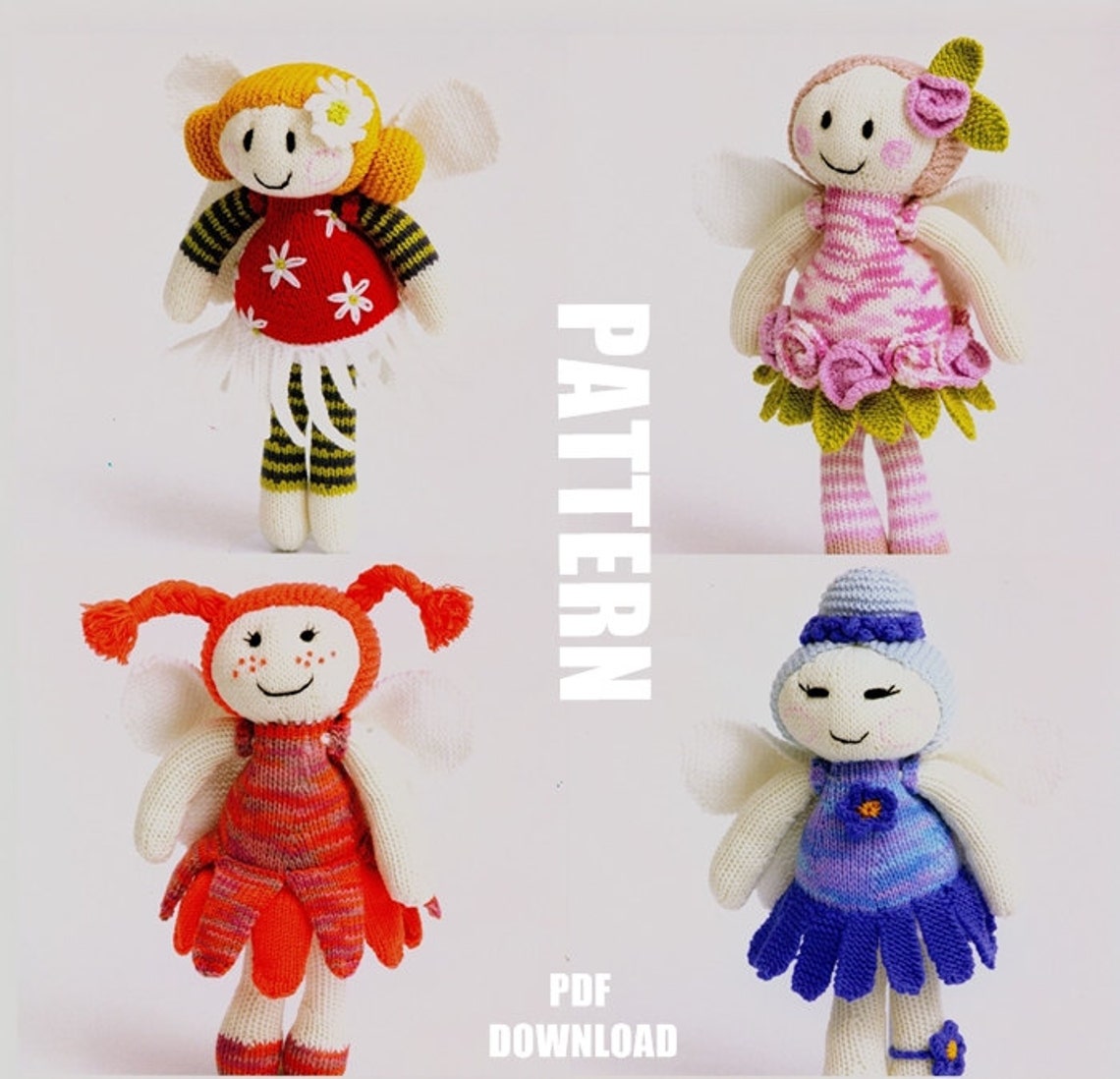 Hand Knit Dolls Knitting Pattern Fairy Dolls Flower Dolls - Etsy