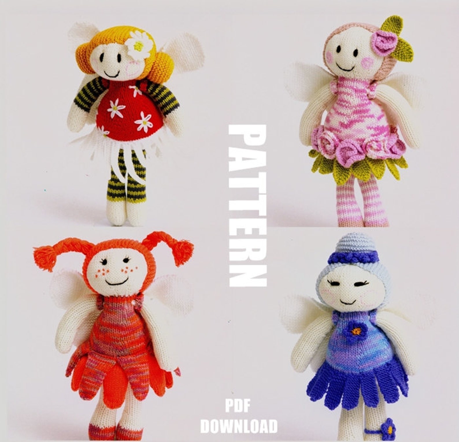 Hand Knit Dolls Knitting Pattern Fairy Dolls Flower Dolls - Etsy