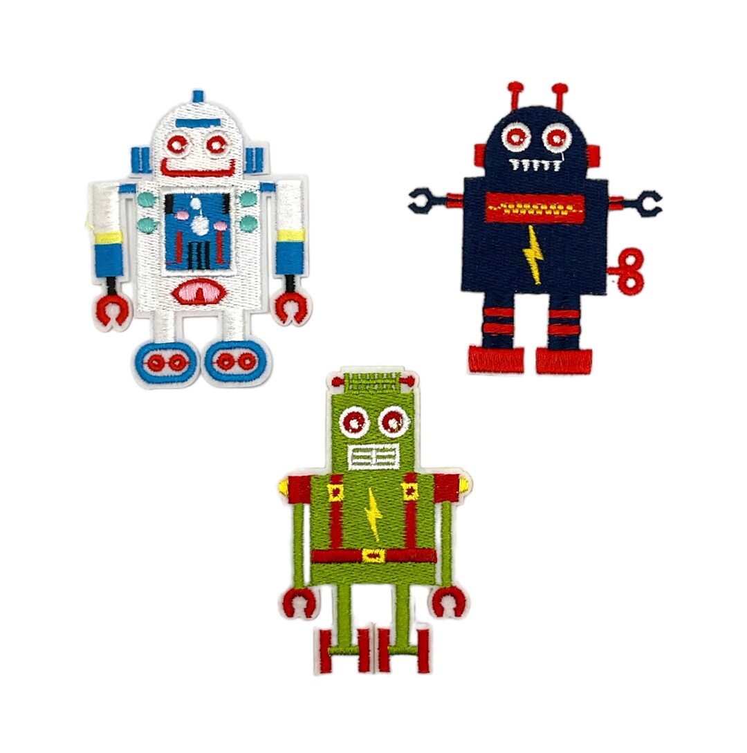 Robots, Iron on Patches, Robot Patch, Robot, Embroidery Patches, Sewing Patch, Embroidery Robot ...