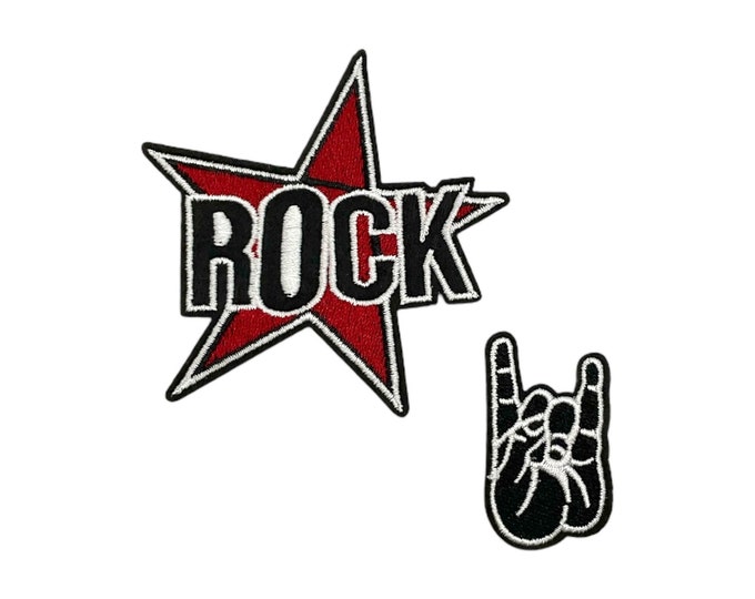 Rock Symbol, Iron On, Embroidery Patch, Rock Out, Rock Sign ...