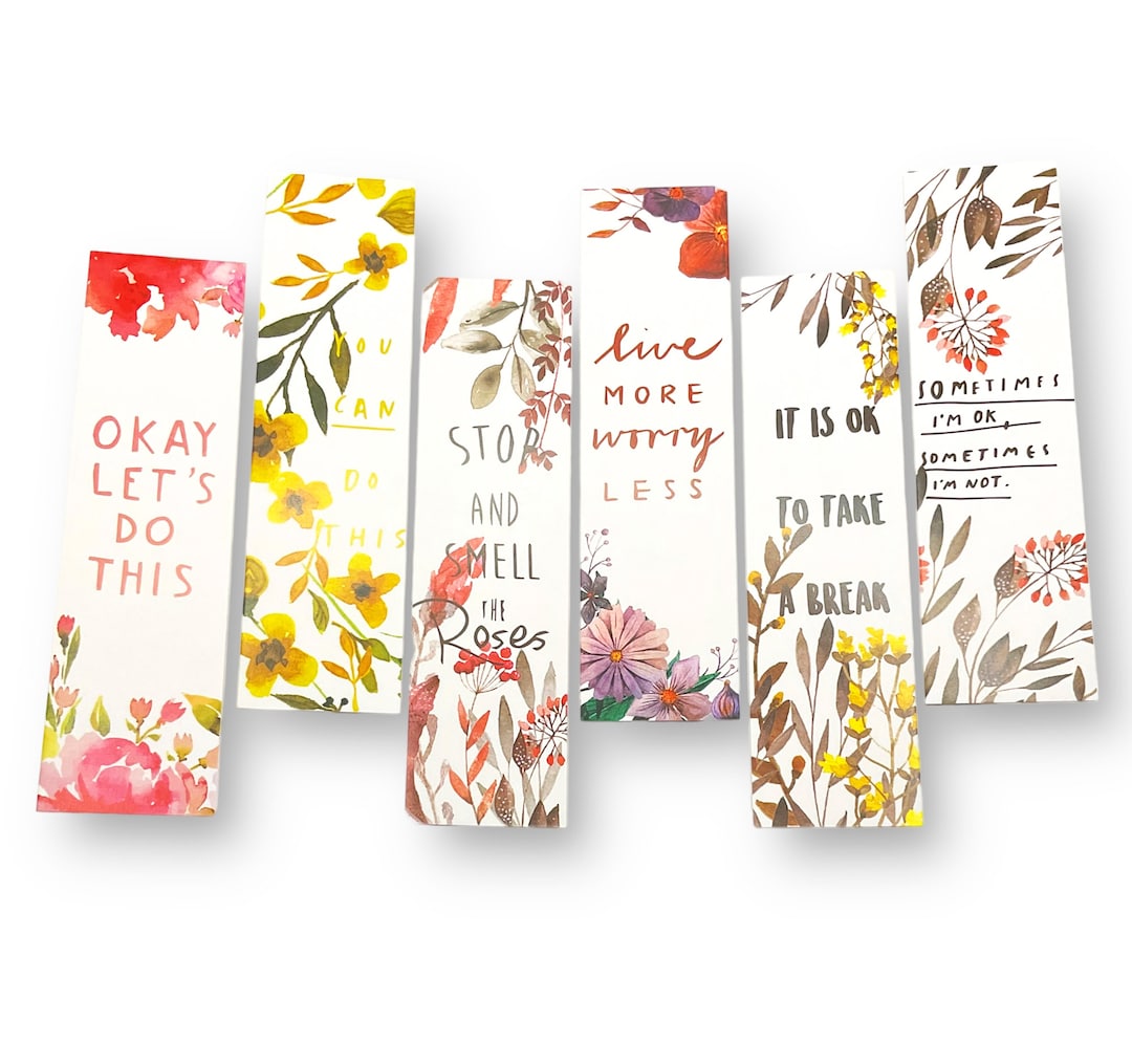 Bookmark, Motivational, Set of 6 Bookmarks, Motivational Quotes ...