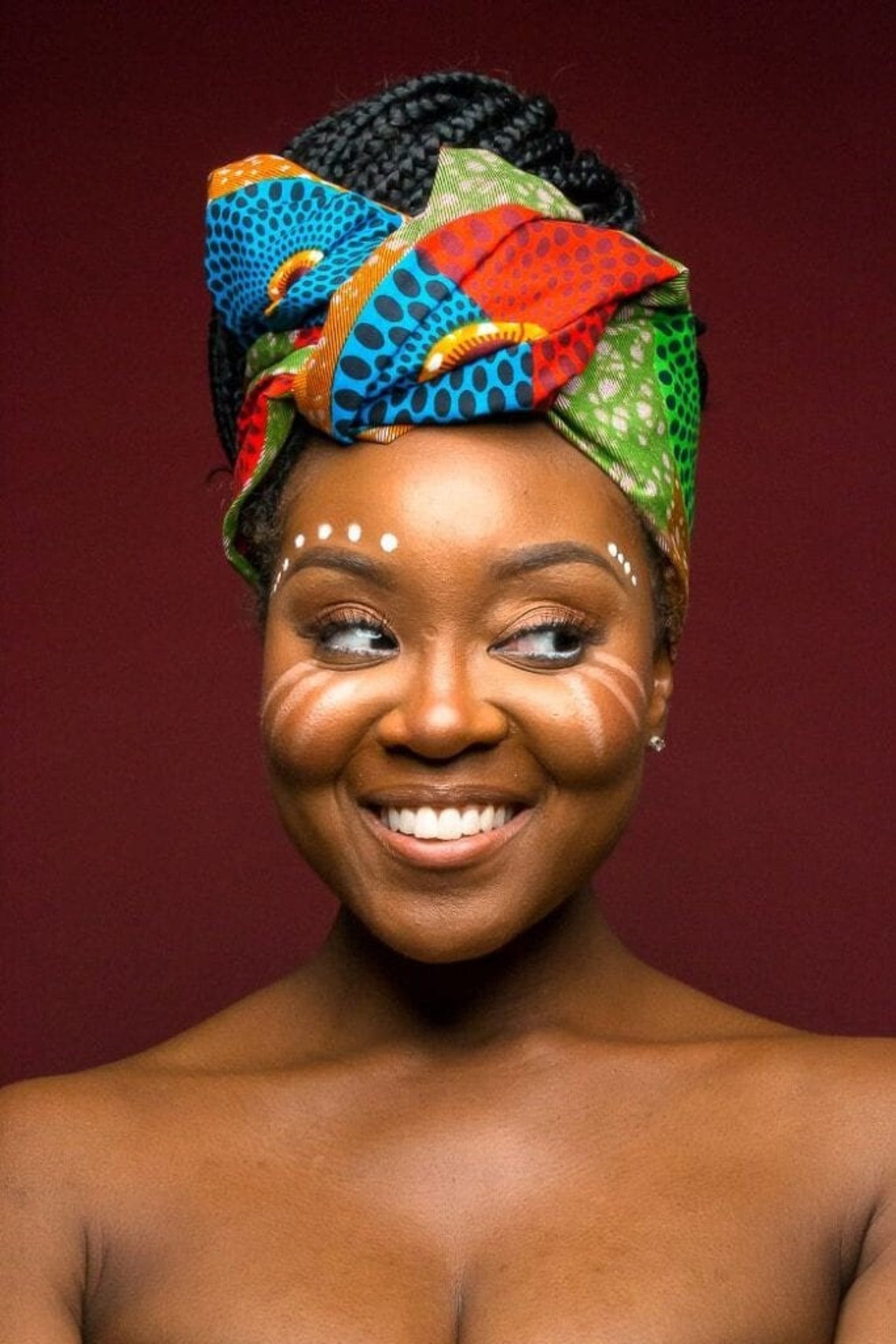 Bua Red Yellow Green Nsu Bra African Ankara Print Head Wrap - Etsy