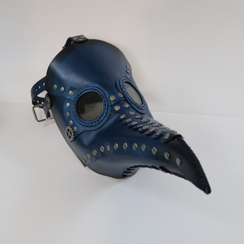 Plague Doctor Mask in Blue Leather steampunk doctor's | Etsy