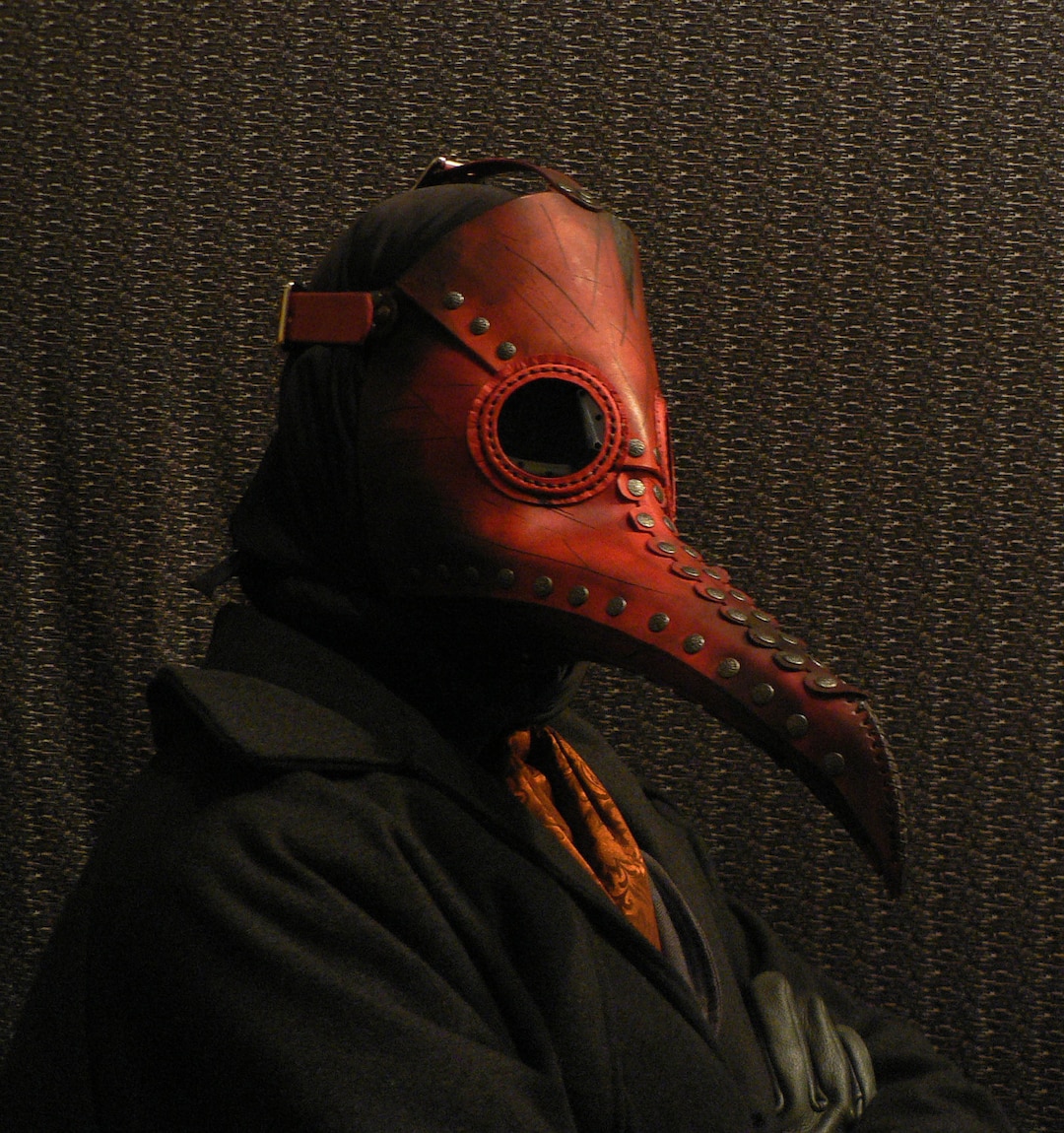 Plague Doctor Mask in Red Leather - Steampunk Inspired - Plague Doctor ...