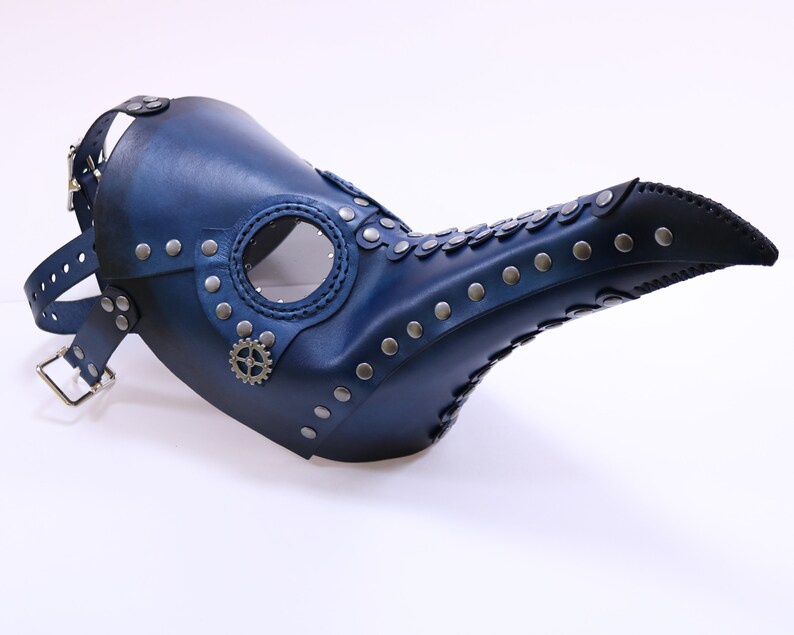 Plague Doctor Mask in Blue Leather steampunk doctor's | Etsy