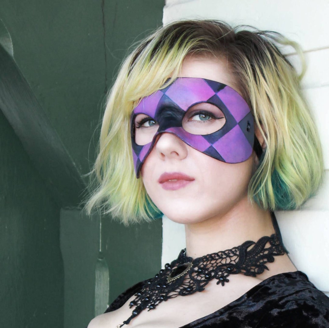 Masquerade Mask - Harlequin Mask - Purple Checkers - Checkered Mask ...