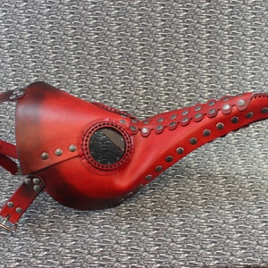 Plague Doctor Mask in Red Leather - CLEAN Version Without Scars ...