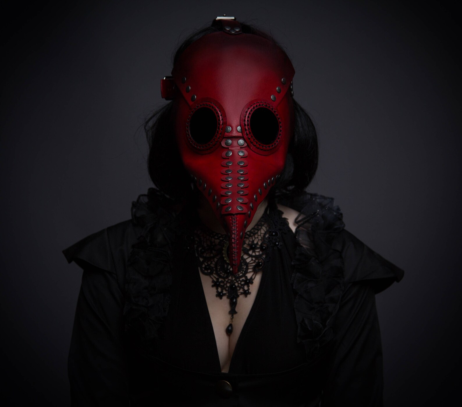 Plague Doctor Mask in Red Leather - CLEAN Version Without Scars ...