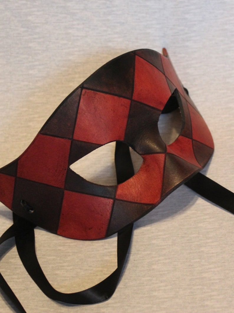 Men's Masquerade Domino Mask Black and Red Checkered - Etsy