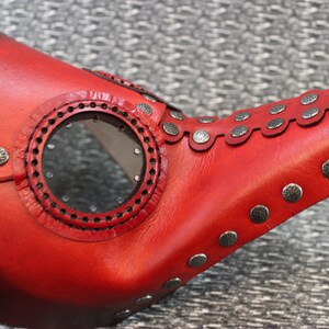 Plague Doctor Mask in Red Leather - CLEAN Version Without Scars ...