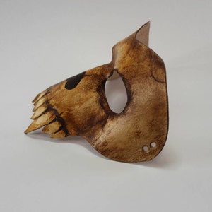Skull Mask in Brown Leather - Demon Human Skull Reaper Death Skeleton ...