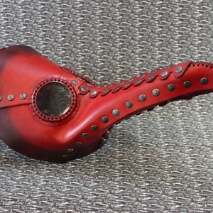 Plague Doctor Mask in Red Leather - CLEAN Version Without Scars ...