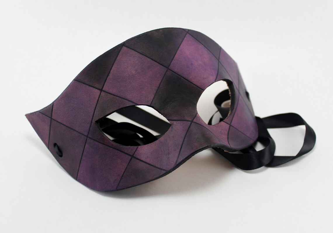 Purple Checkered Masquerade Domino Mask - Etsy